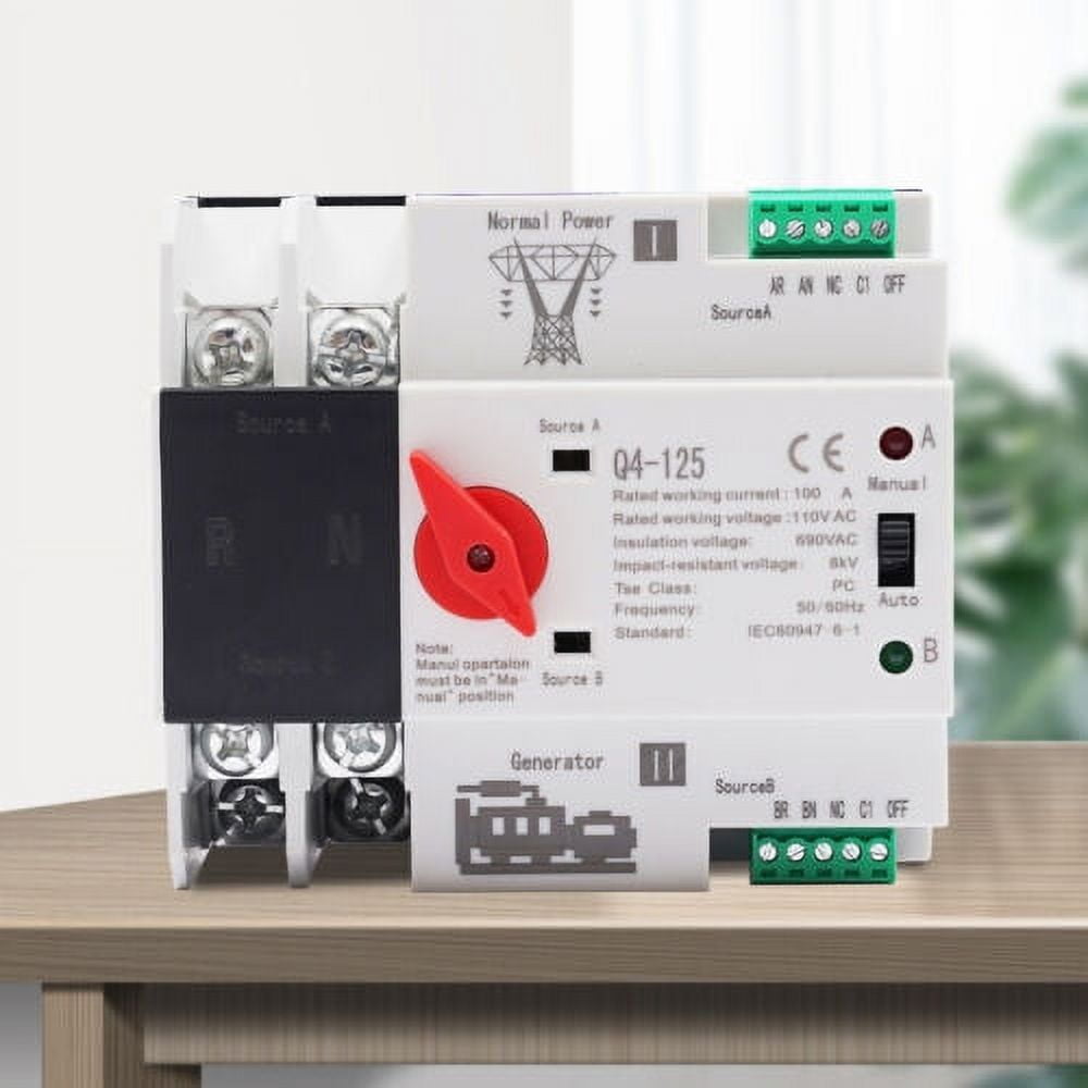2P 100A 2 pole Dual Power Automatic Transfer Switch Generator Changeover Switch - Walmart.com