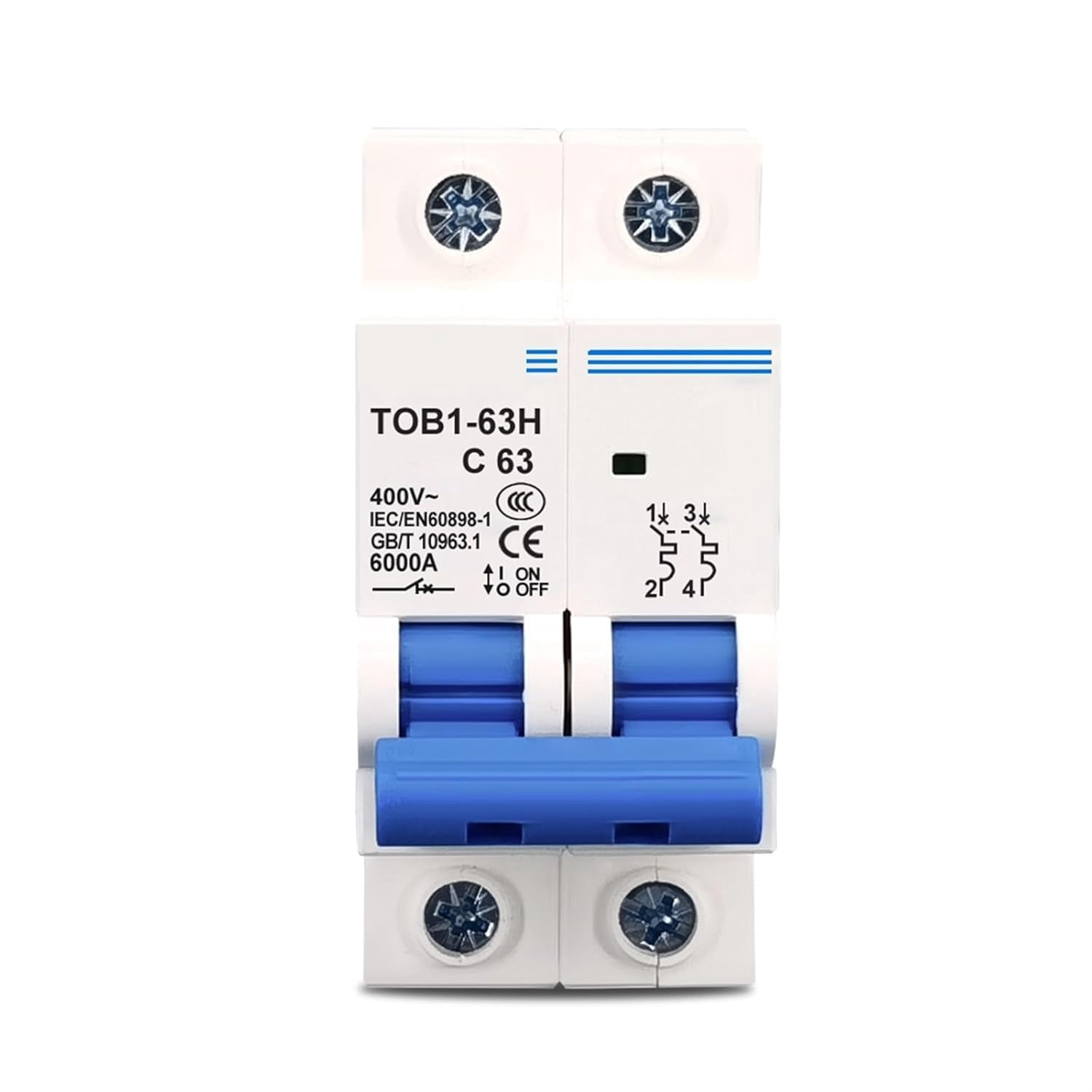 2P 16A 400V~ 50HZ/60HZ Circuit Breaker AC MCB Breaker C Type 1Pcs ...