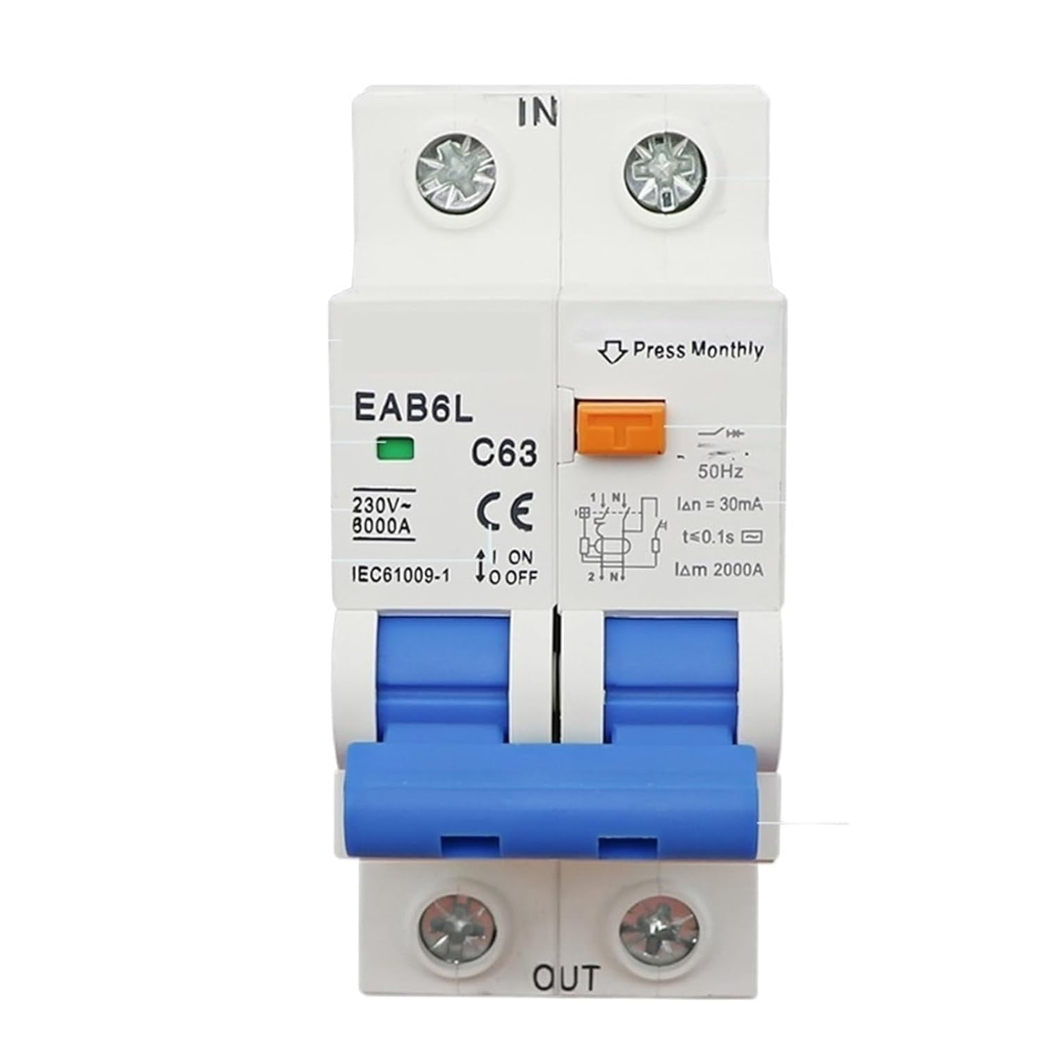 2P 230V MCB Leakage Protector Overload Short Circuit Protection 2P 30mA ...