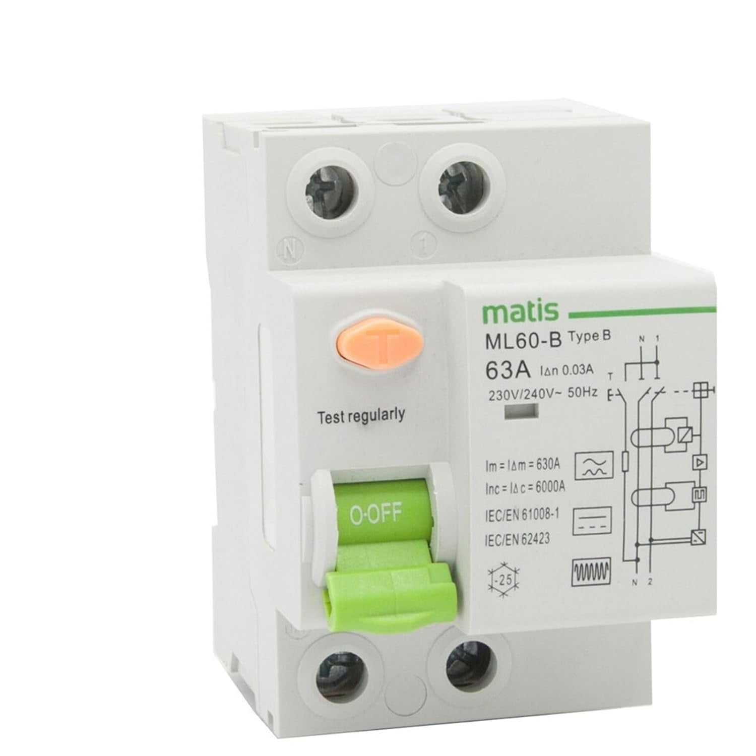 2P 30mA 63A Type B RCD Earth Leakage Protection Circuit Breaker - Walmart.com