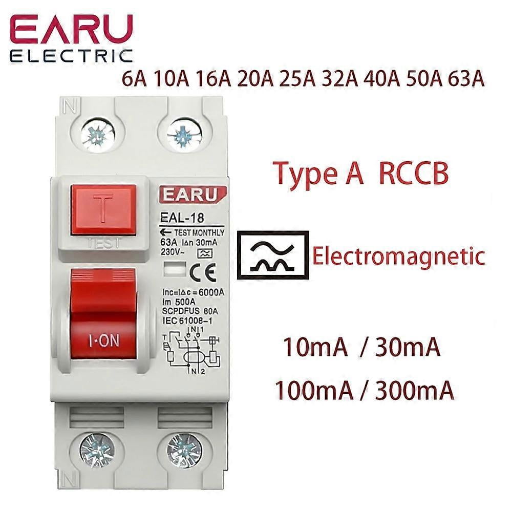 2P 32A 10/30/100/300mA Type A RCCB RCD ELCB Electromagnetic Residual ...