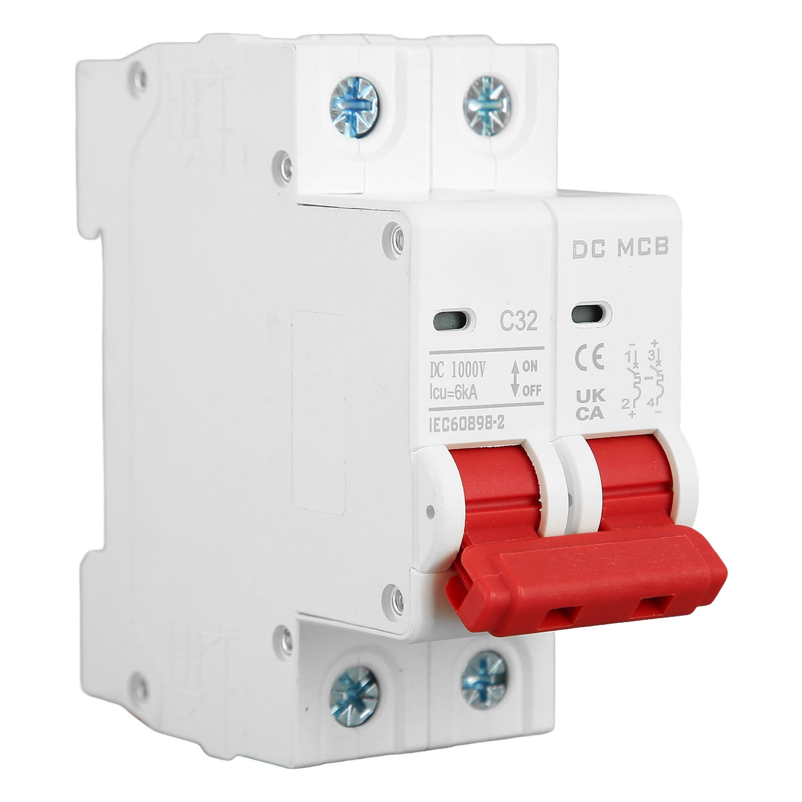 2P 32A Miniature Circuit Breaker, DIN Rail Mount DC1000V 6000A, DZ47s ...