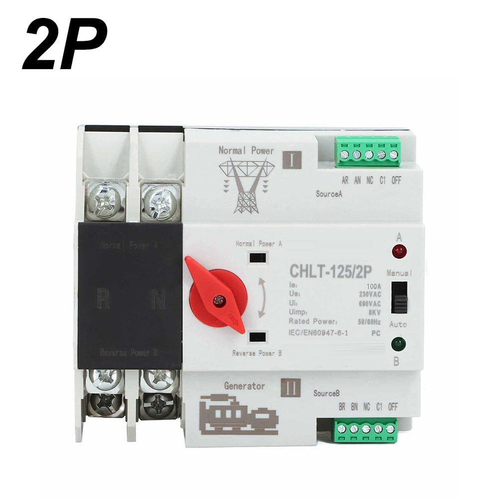 2P/3P/4P 100A Din Rail Dual Power Automatic Transfer Switch Selector ...