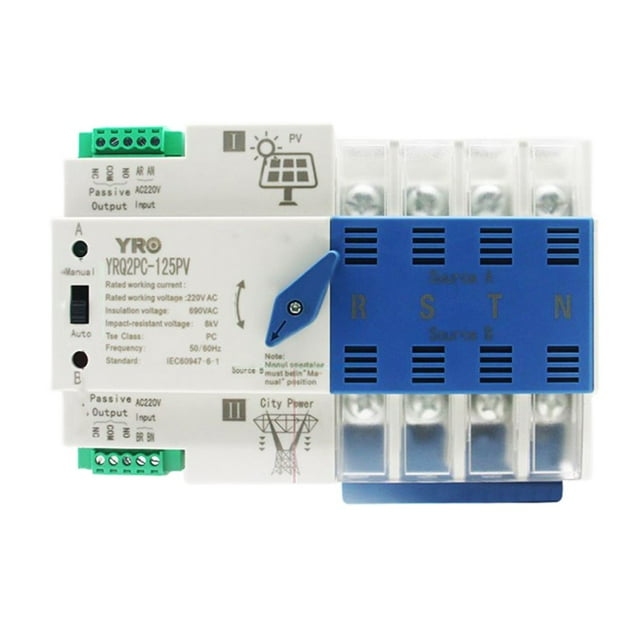 2P 3P 4P 125A Solar/Photovoltaic Transfer Switch Dual Power Automatic ...