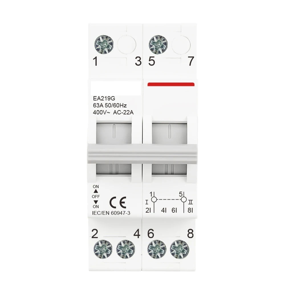 2P 40A 63A AC400V 50/60Hz Din Rail Modular Dual Power Manual Transfer ...