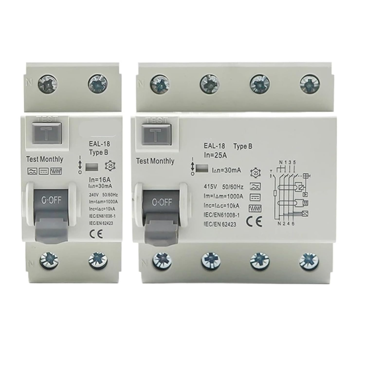 2P/4P 10/30/100/300mA Electric Vehicle EV Charging Pile Residual Current Circuit Breaker DC RCCB ...