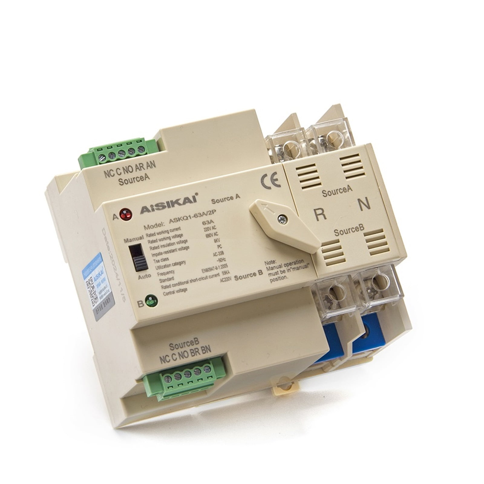2P 4P 63A ATS PC Dual Power Automatic Transfer Switch Circuit Breakers ...