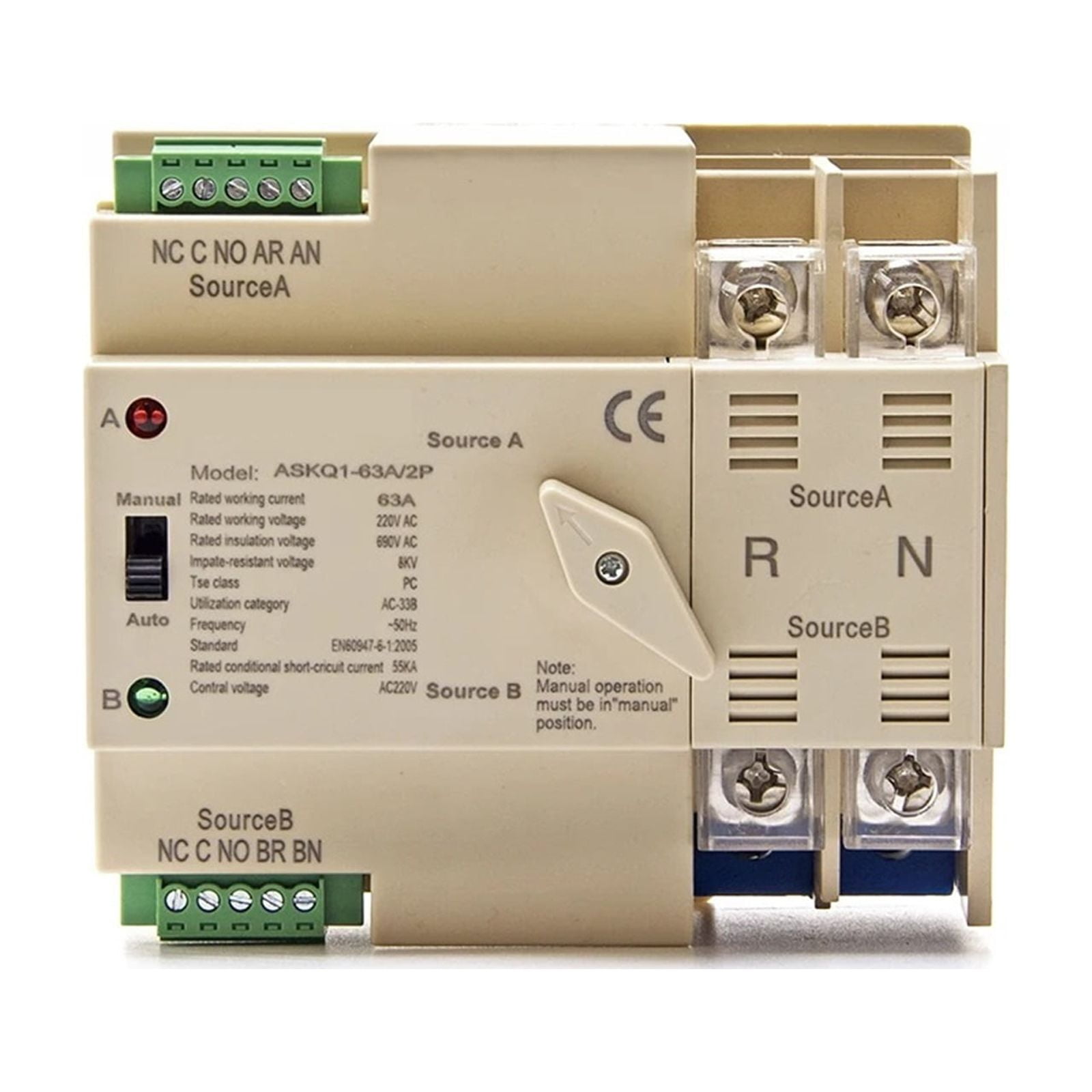 2P 4P 63A ATS PC Dual Power Automatic Transfer Switch Circuit Breakers ...