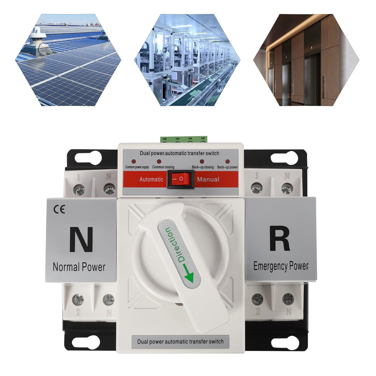 2P 63A Dual-power Automatic Transfer Switch Toggle Controller Change ...