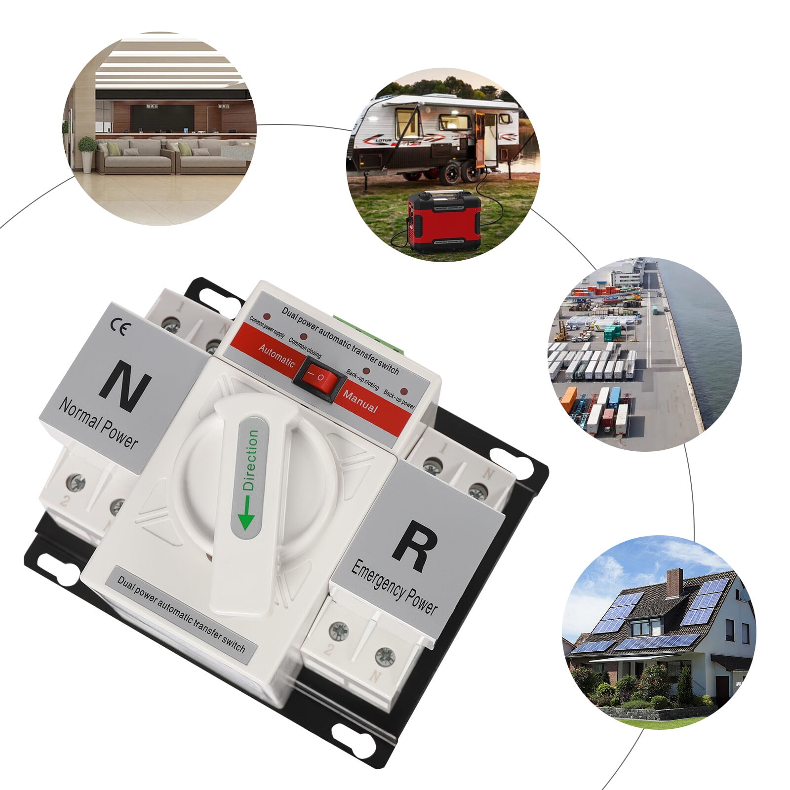 2P 63A Mini Dual Power Automatic Transfer Switch, Toggle Controller Change-Over Switch, Self ...