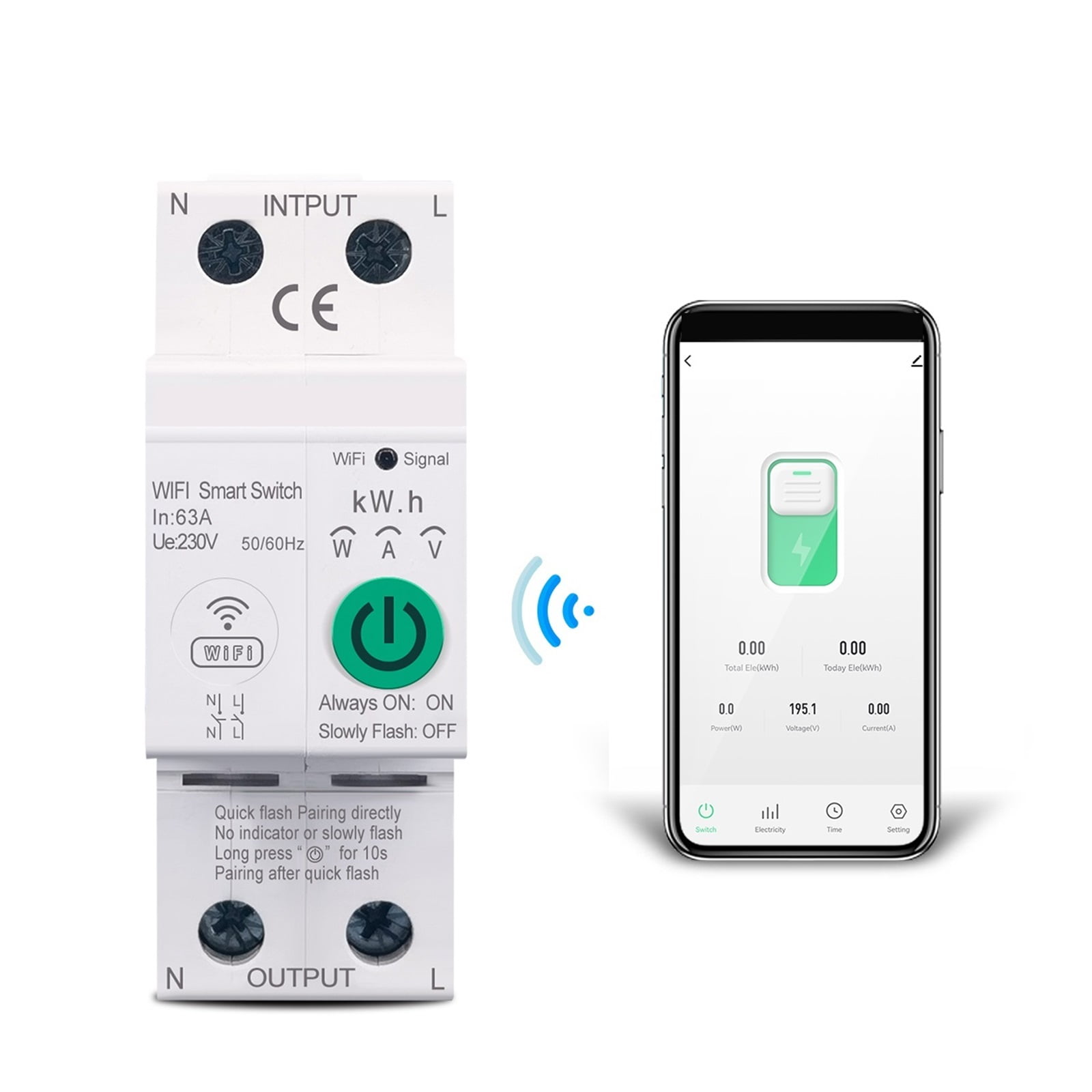 2P 63A Smart Switch Energy Meter Kwh Metering Monitoring Circuit ...