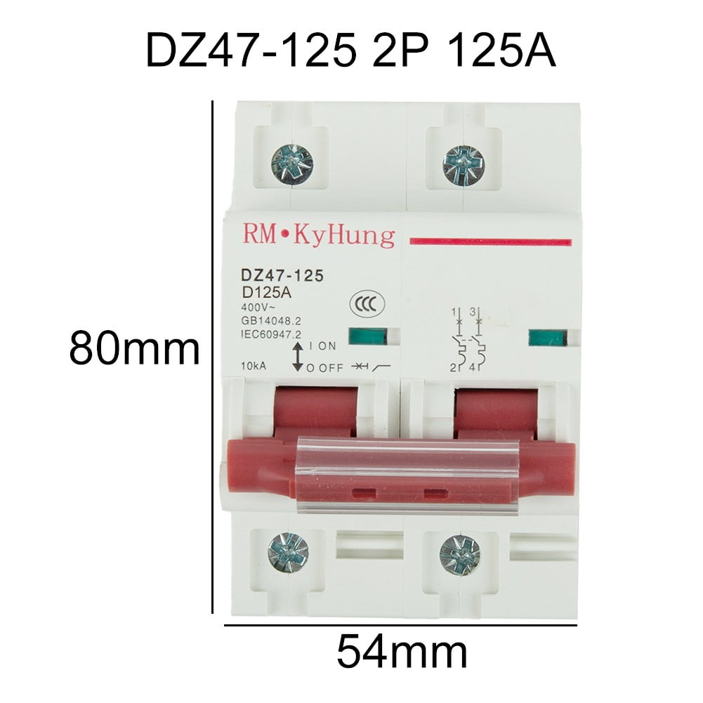 2P AC MCB 600V 125A 100A 80A Circuit breaker for PV System Battery Main ...