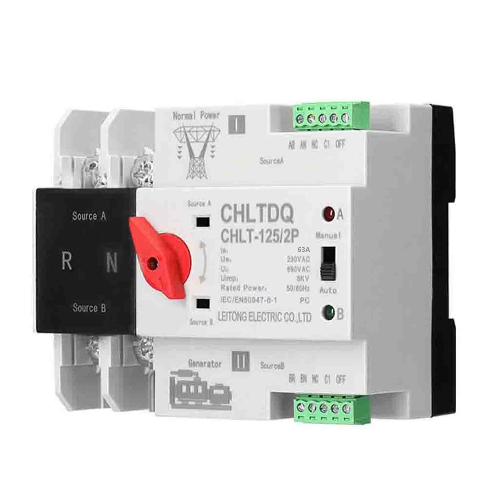 2P Automatic Transfer Switch 230VAC 63A Dual Power Uninterrupted ...