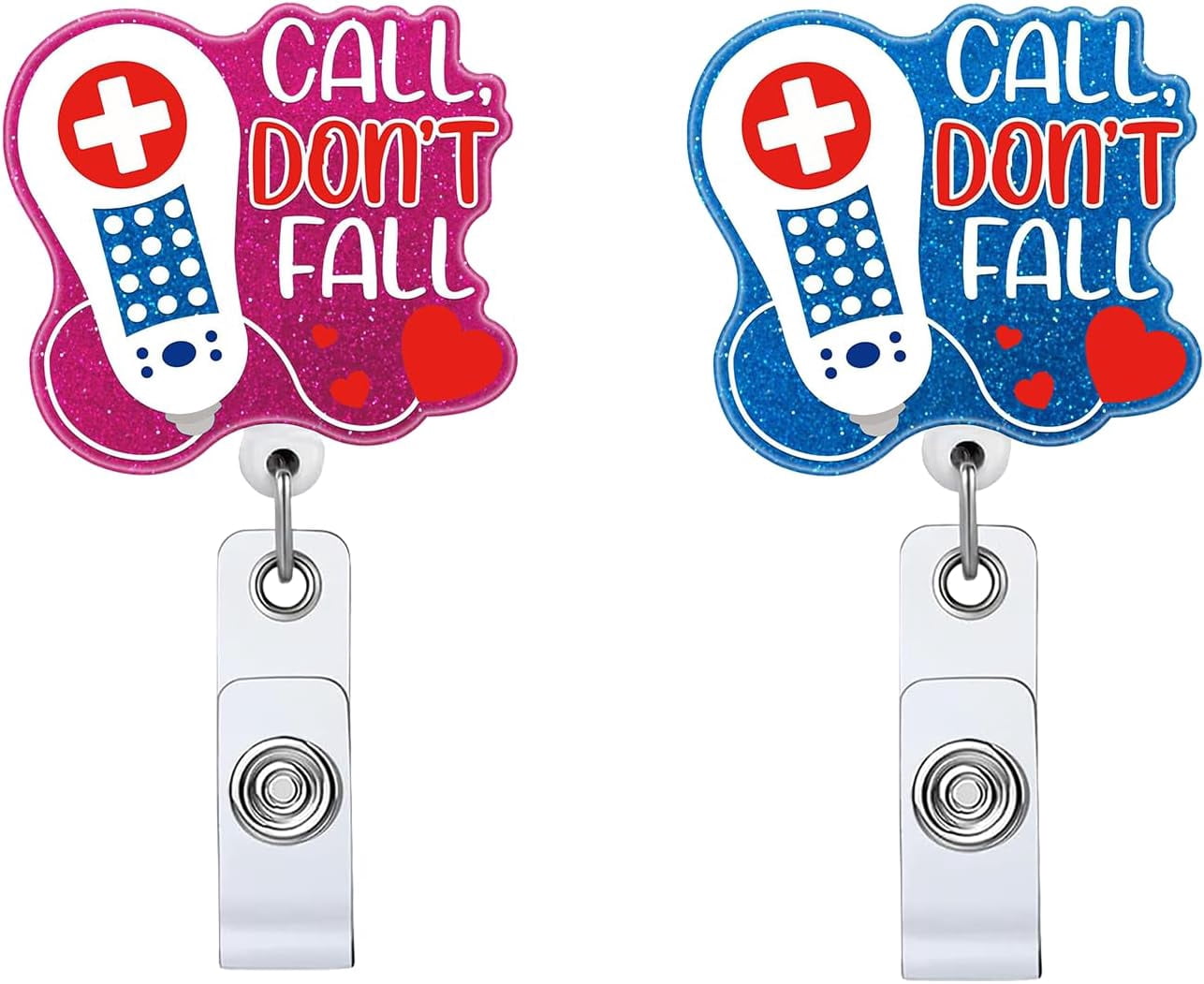 2P Call Don’t Fall Dark Blue Glitter Badge Reel with Alligator Clip ...