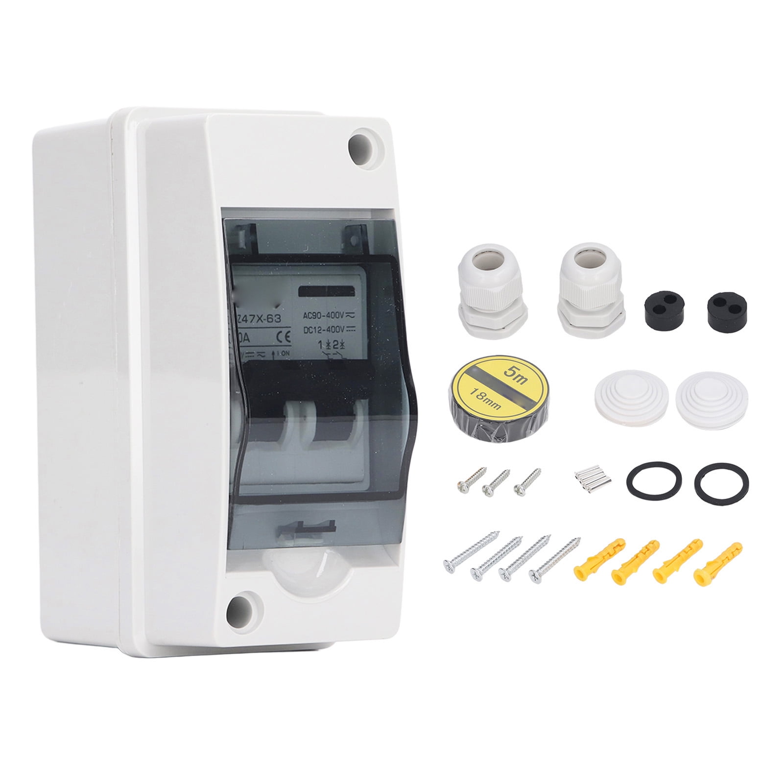 2P DC Mini Circuit Breaker IP65 Waterproof Pa66 Disconnect Switch for Solar PV System AC90‑400V ...