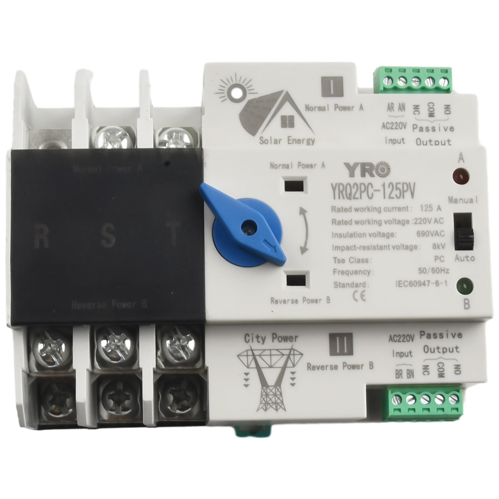 2P125A Solar/PV Dual Power Automatic Transfer Switch Generator ...