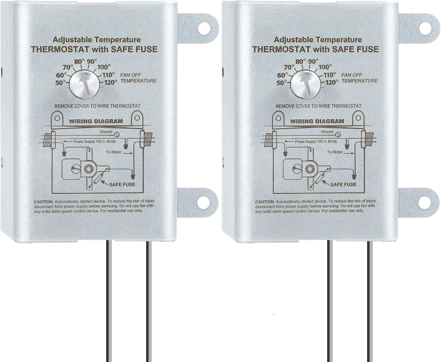 2PACK 10 Amp Attic Fan Thermostat Control, Programmable Thermostat with ...