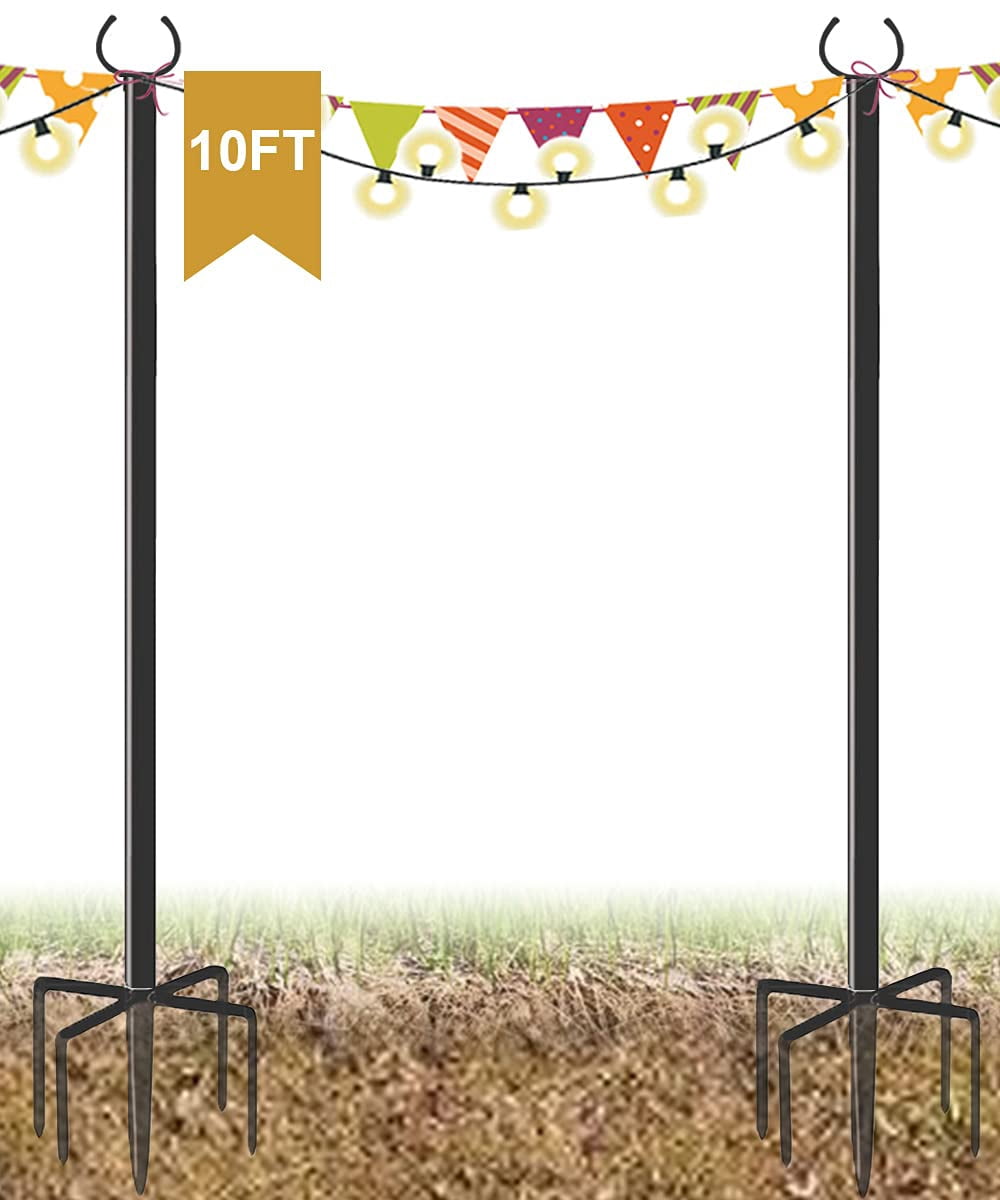 2PACK 10 FT Outdoor String Light Pole Stand for Deck Fence or Patio ...