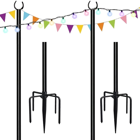 2PACK 10ft String Light Poles for Soft Surfaces, Light Poles for ...