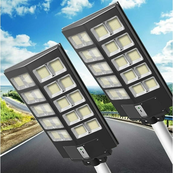 2PACK 2000W Commercial Solar Street Light LED Bright Outdoor Dusk to ...