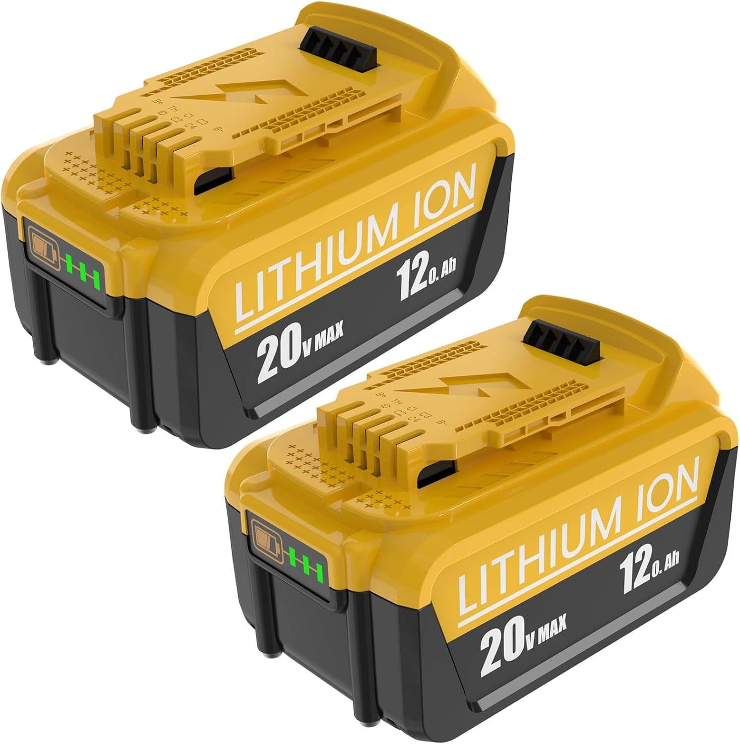 2PACK 20V 12 Ah Lithium Ion Battery Replacement for Dewalt 20V Max Battery DCB210 DCB208 DCB206 ...