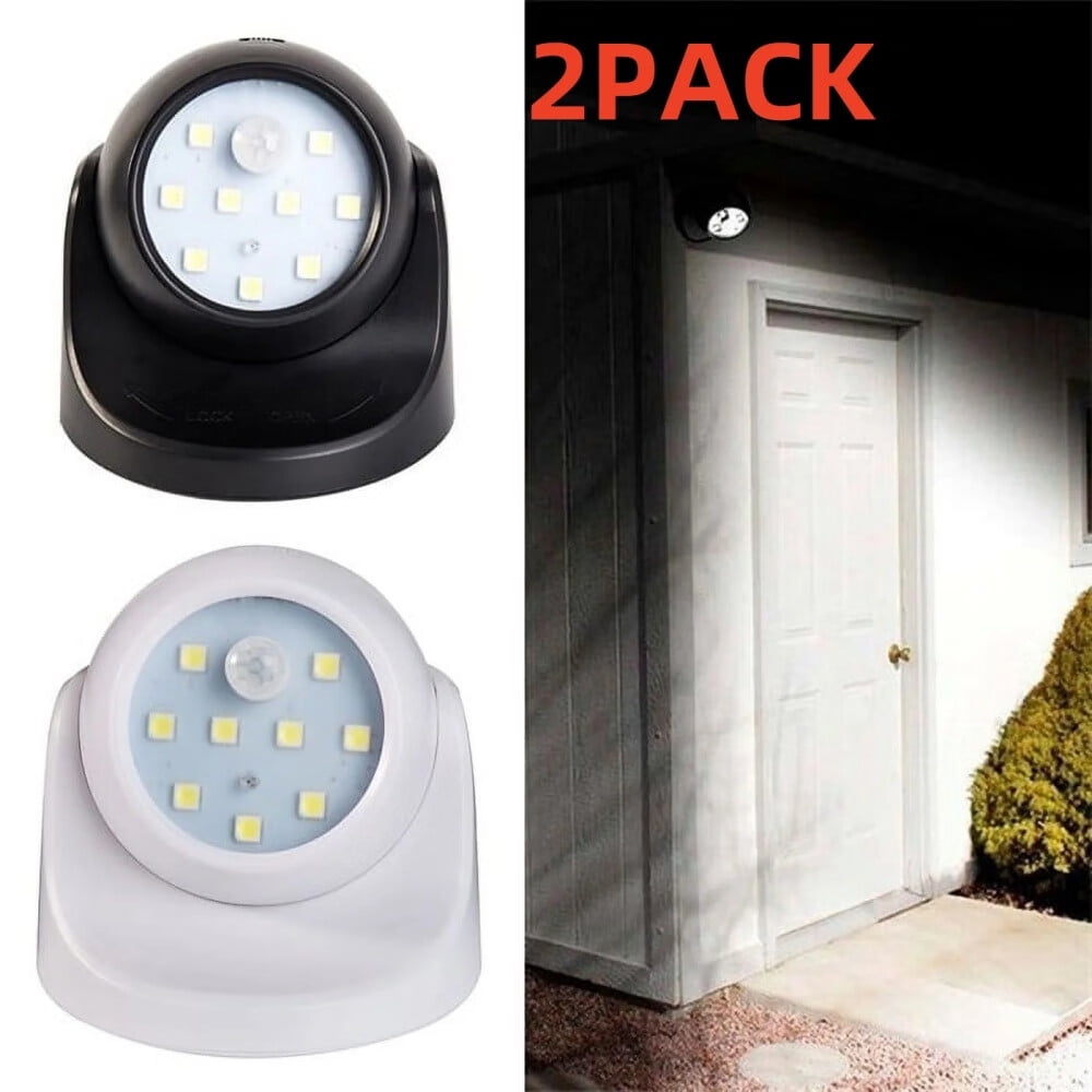 2PACK 360 Battery Operated Indoor Outdoor Night Light Garden Motion Sensor Security Led Light ...
