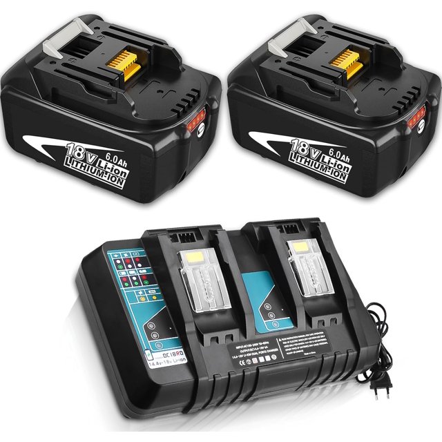 2PACK Battery and Charger Replacement for Makita 18V Battery Lithium-ion BL1860B BL1850B BL1840B ...