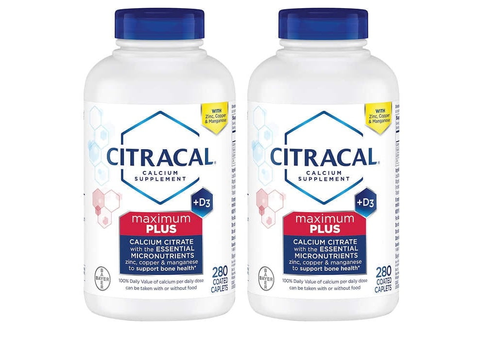 Citracal Calcium Plus D3, 280 Caplets, 2 Pack, Easily Absorbed, Gentle ...