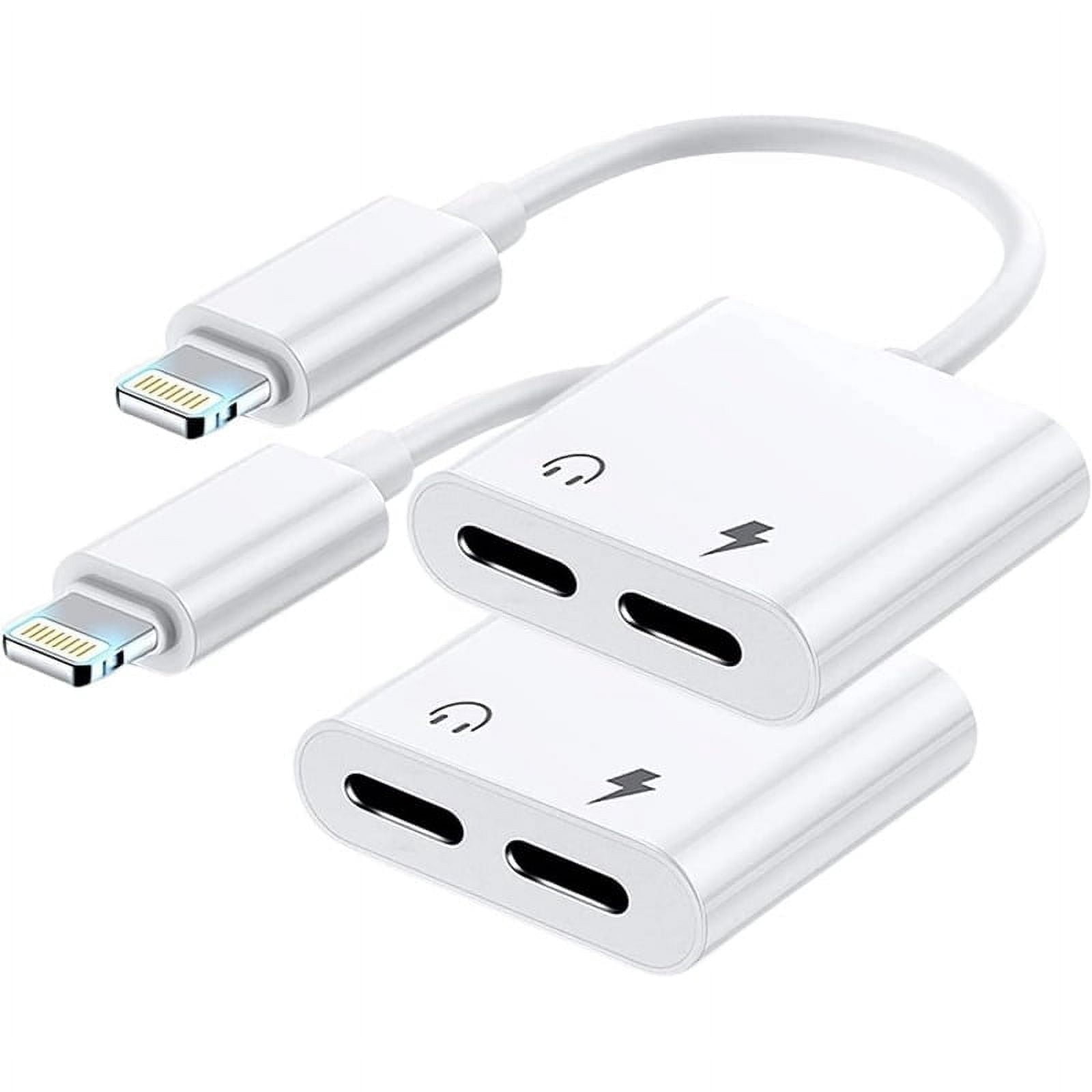 2PACK Dual Lightning Headphone Adapter for IPhone Splitter Audio and ...