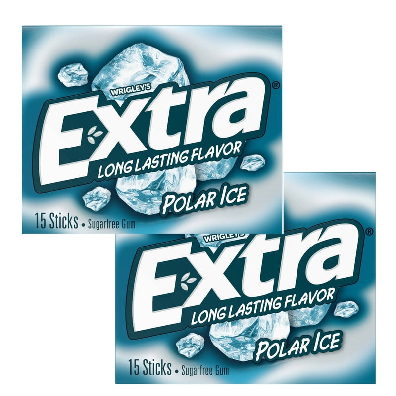 (2PACK)Extra Gum Polar Ice Sugar Free Chewing Gum, Single Pack - 15 ...