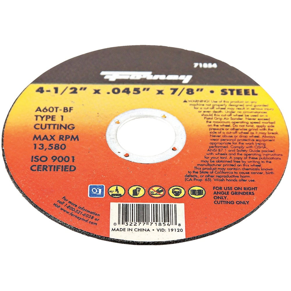 2PACK Forney Type 1 4-1/2 In. x 0.045 In. x 7/8 In. Steel Cut-Off Wheel ...