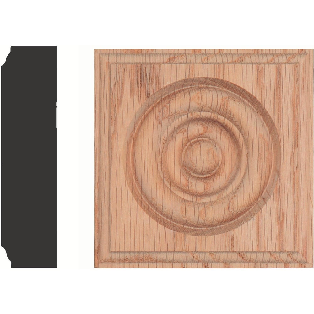 2PACK House of Fara 7/8 In. x 3-1/2 In. Unfinished Red Oak Rosette Block - Walmart.com