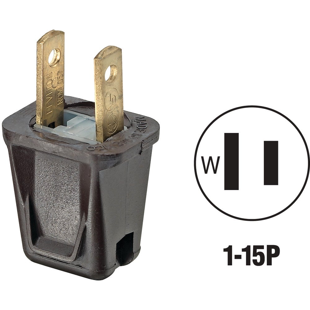 2PACK Leviton 10A 125V 2-Wire 2-Pole Non-Grounding Cord Plug, Brown ...