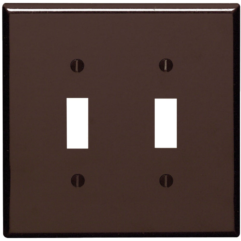 2PACK Leviton 2-Gang Plastic Oversized Toggle Switch Wall Plate, Brown ...