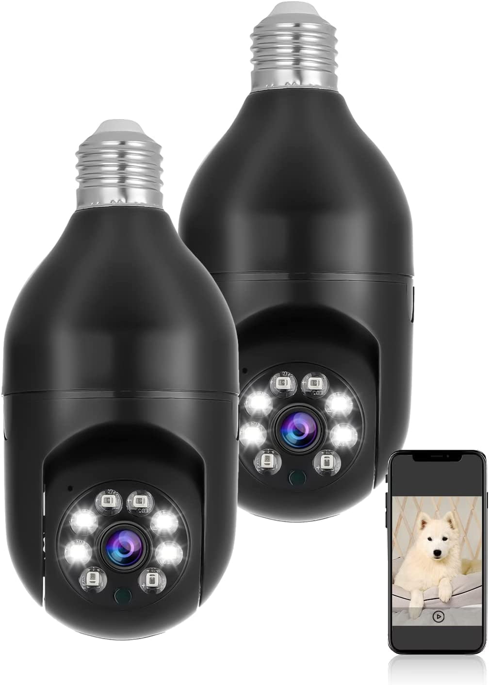 2PACK Light Bulb Camera for Home Security 1080P Wireless WiFi Security ...