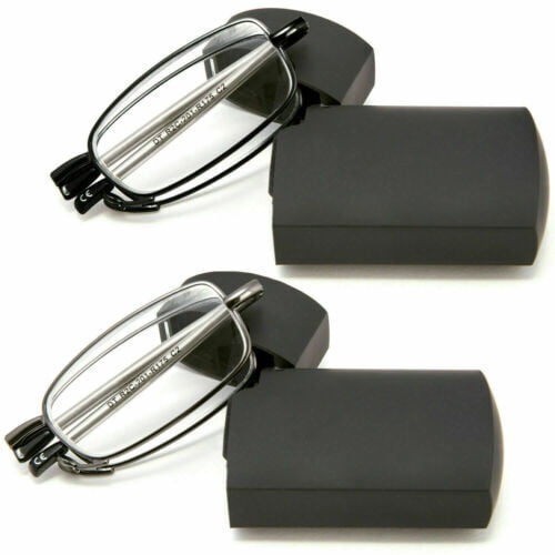 2PACK Metal Foldable Reading Glasses With Case Portable Reading ...
