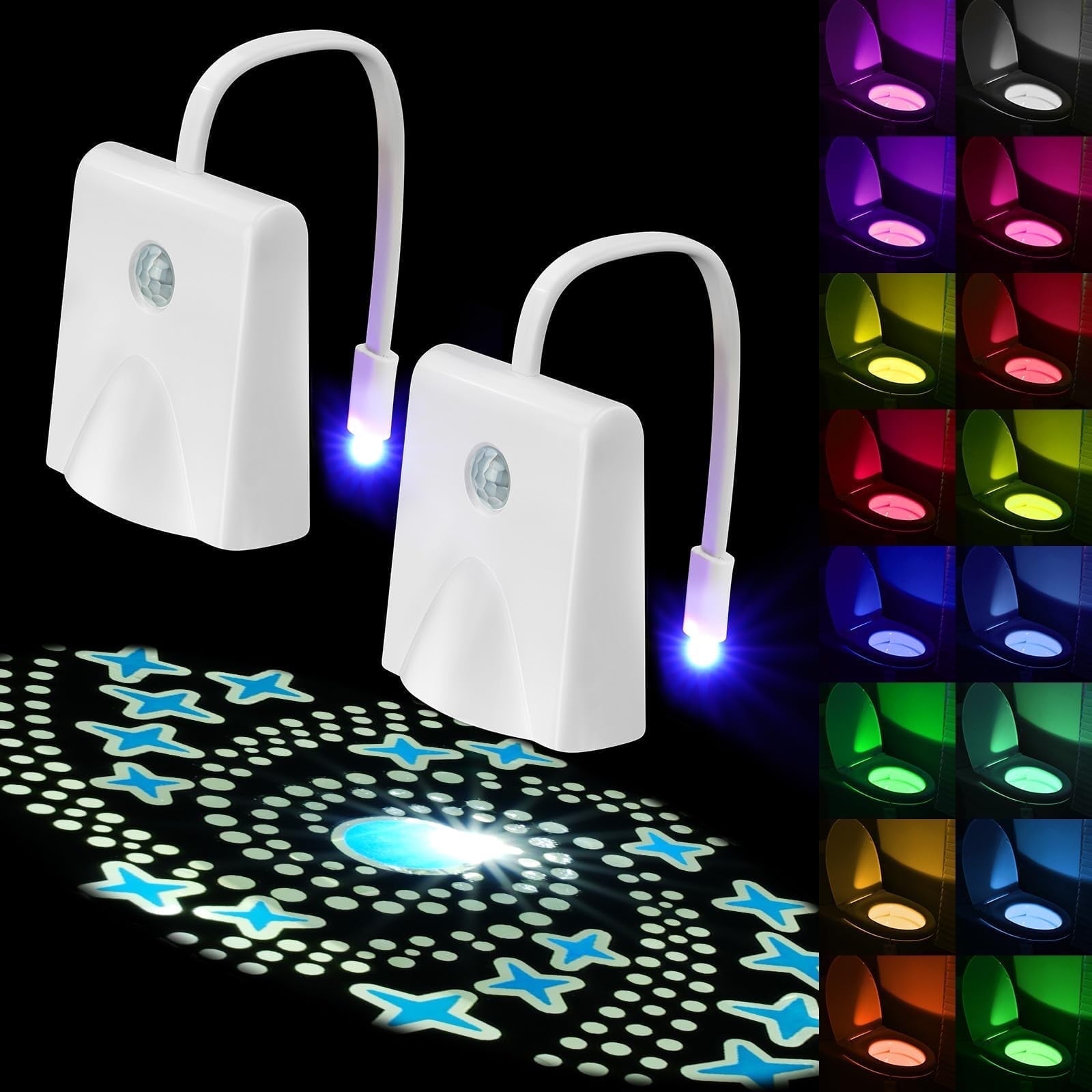 Lzvxtym, Toilet Night Lights, 16 Color Motion Sensor LED, 2 Pack ...