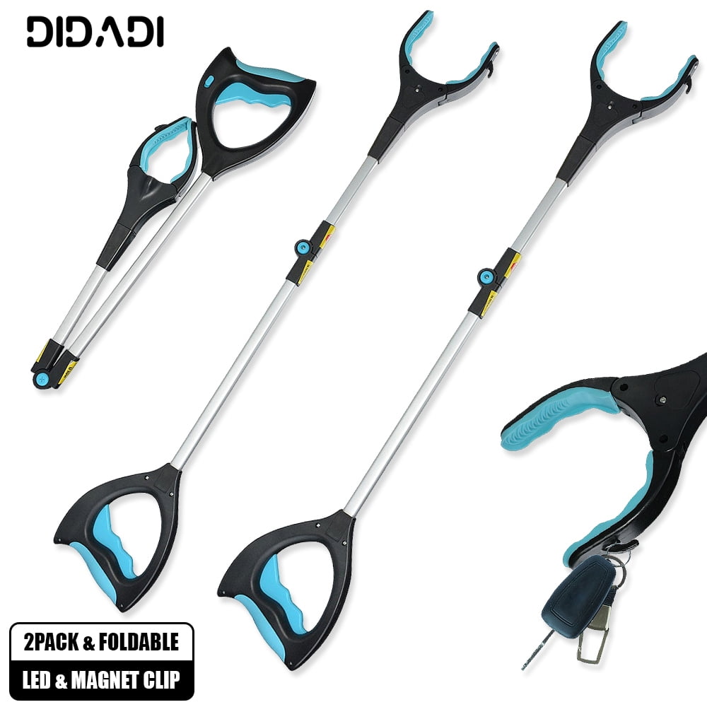 2PACK Reacher Grabber Tool with LED Light & Strong Magnetic Tip,32 ...