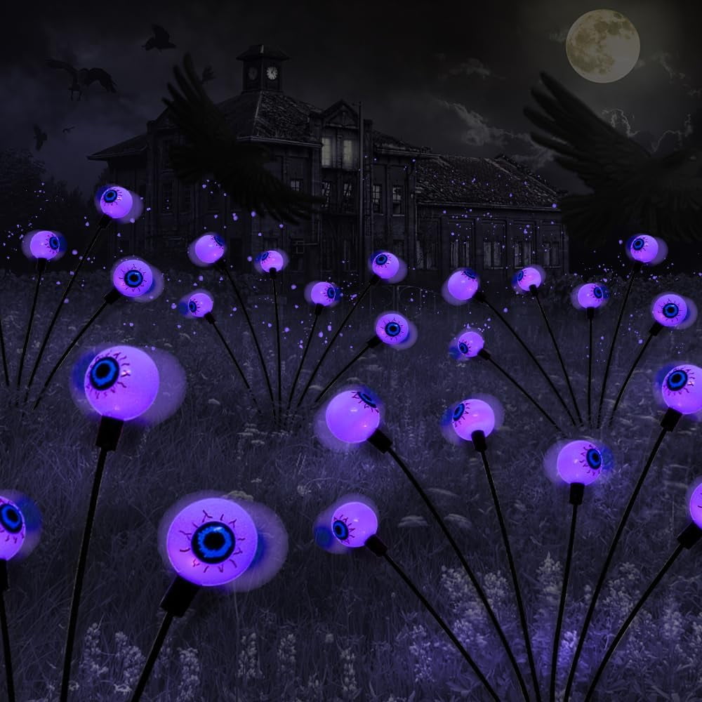 2PACK Scary Eyeballs Solar Garden Lights Halloween Decorations Outdoor ...
