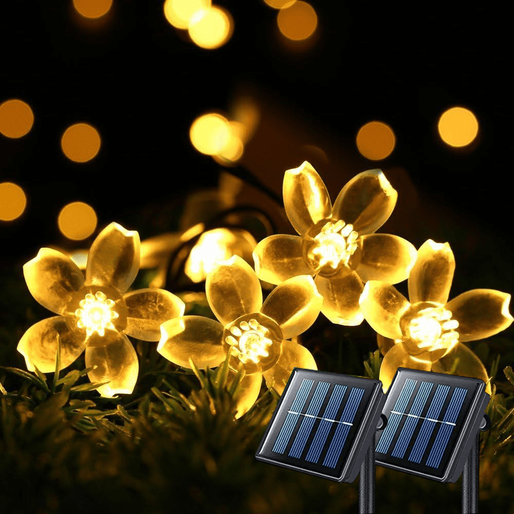 2PACK Solar Flower String Lights, 7M 50 LED 8 Mode Waterproof Cherry ...