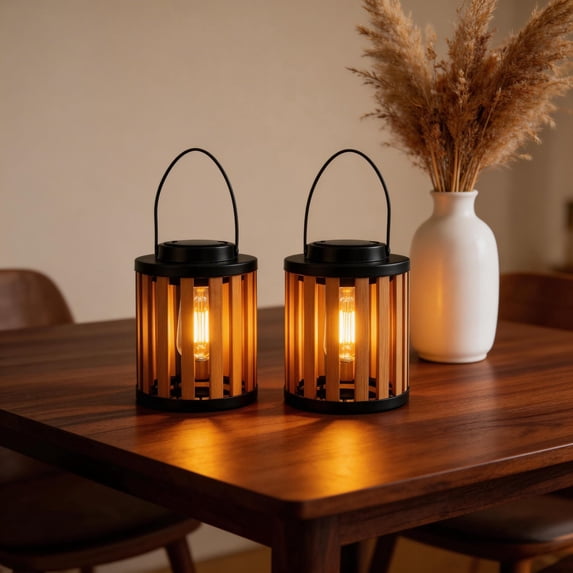 2PACK Solar Lanterns Outdoor Waterproof, Copycatting Wicker Work Solar ...