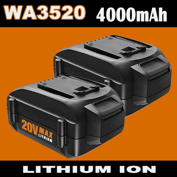 2PACK WA3520 Battery 4.0AH For WORX 20V MAX Extend Lithium 20 Volt ...