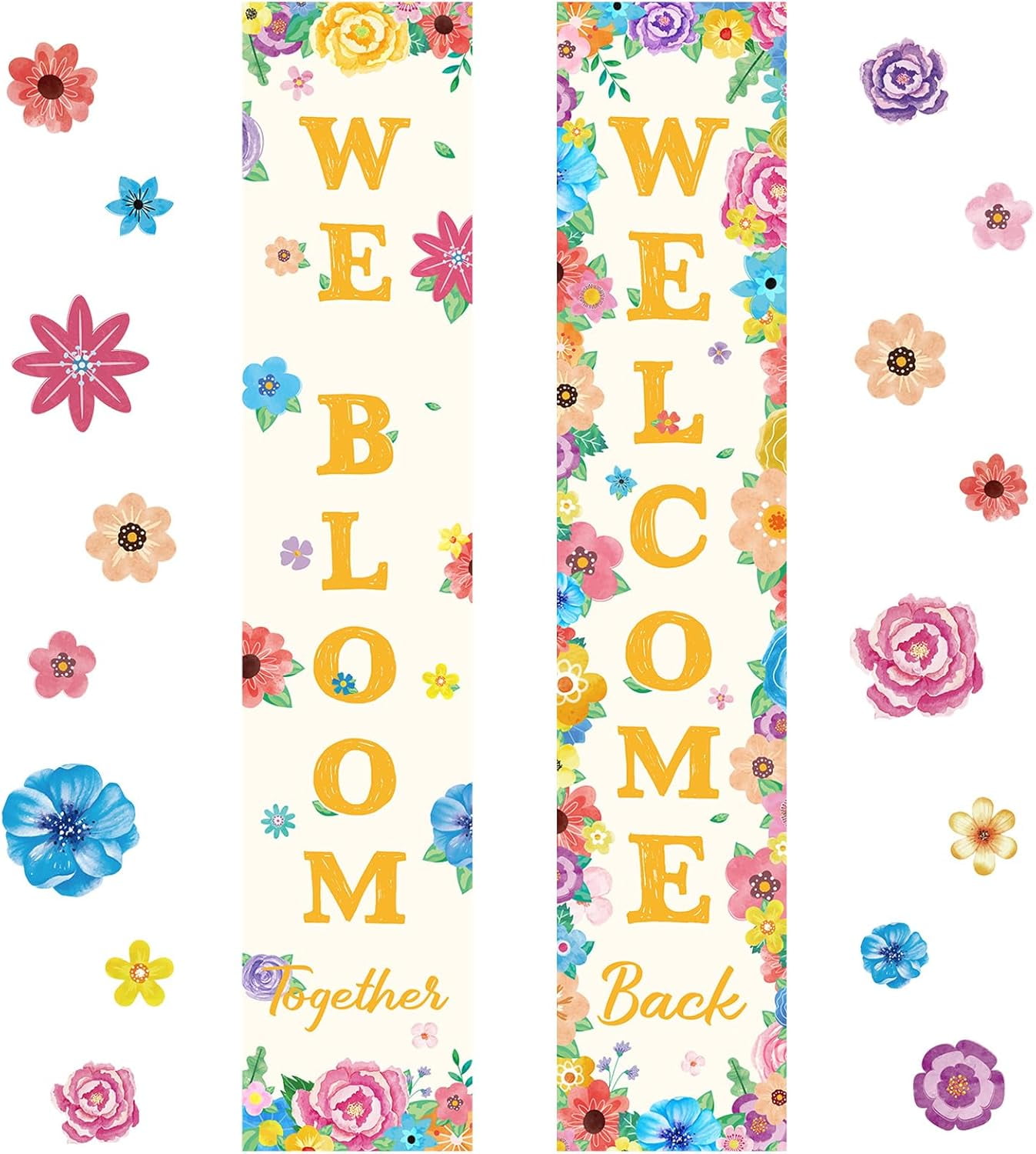 2PACK Welcome Banner for Classroom 2 Wildflowers Backdrop We Bloom ...