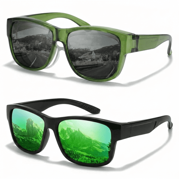 2PACKS Fit Over Fashion Glasses for Men Women, Defense, Polarized ...