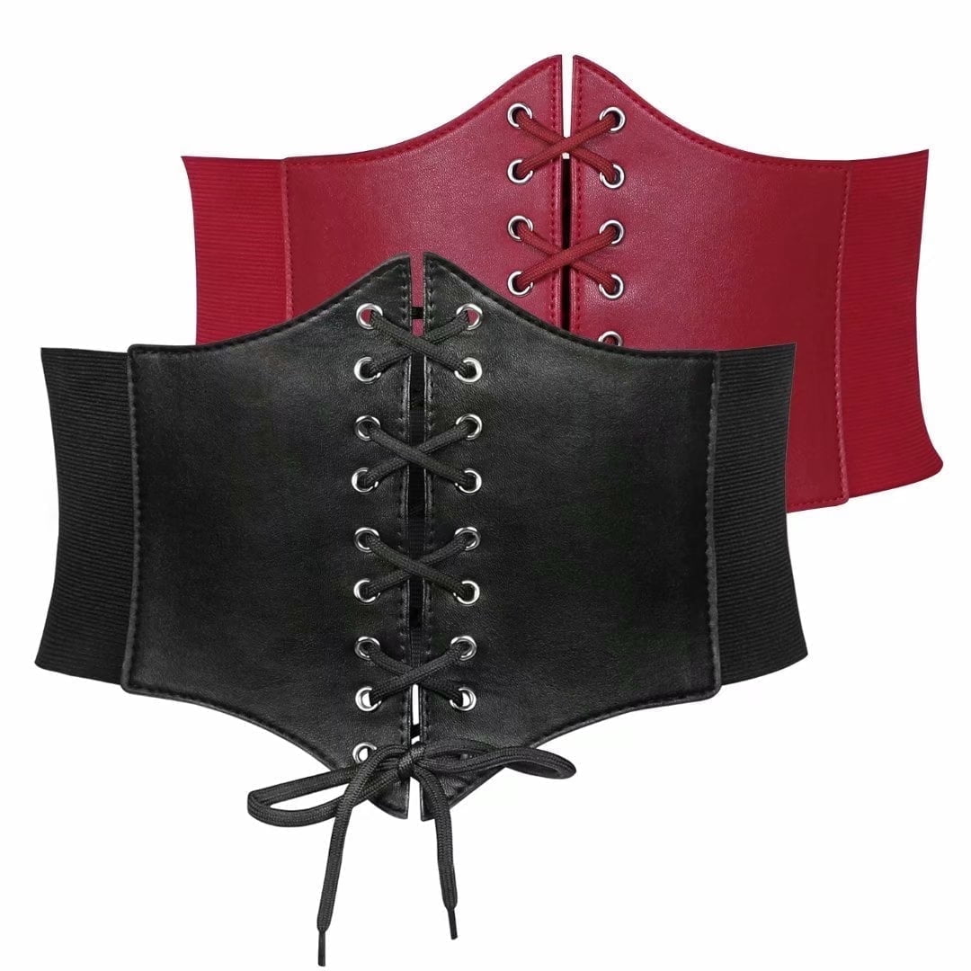 2PACKS JASGOOD Corset Belts for Women Plus Size Wide Lace-up Leather ...