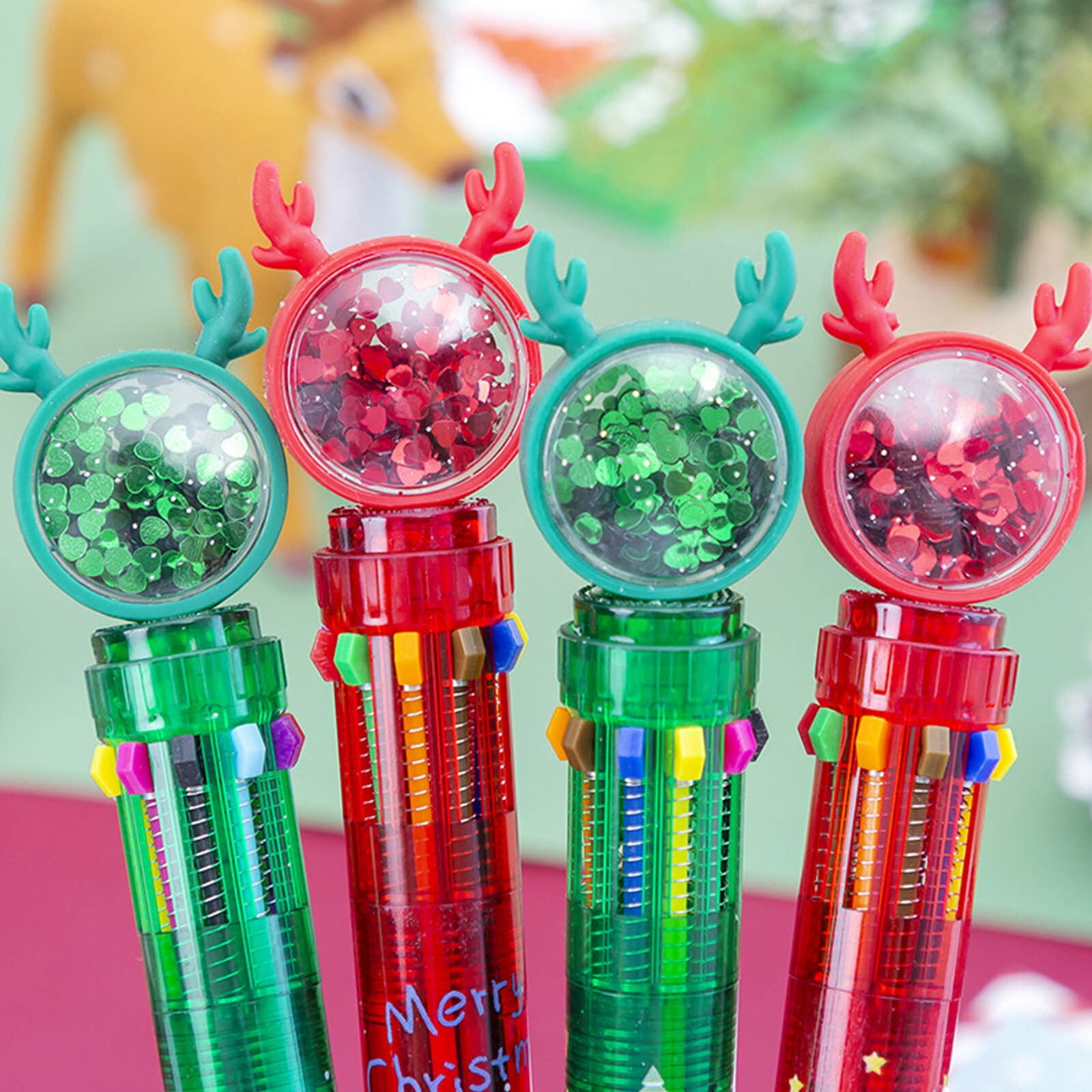 2PC 10-in-1 Multicolor Ballpoint Pen 10 Colors Cute Cartoon Barrel Ballpoint Pen for Office ...