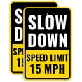 2PC 15 Mph Speed Limit Sign, 18 x 12 Inches - Aluminum - 15Mph Slow ...