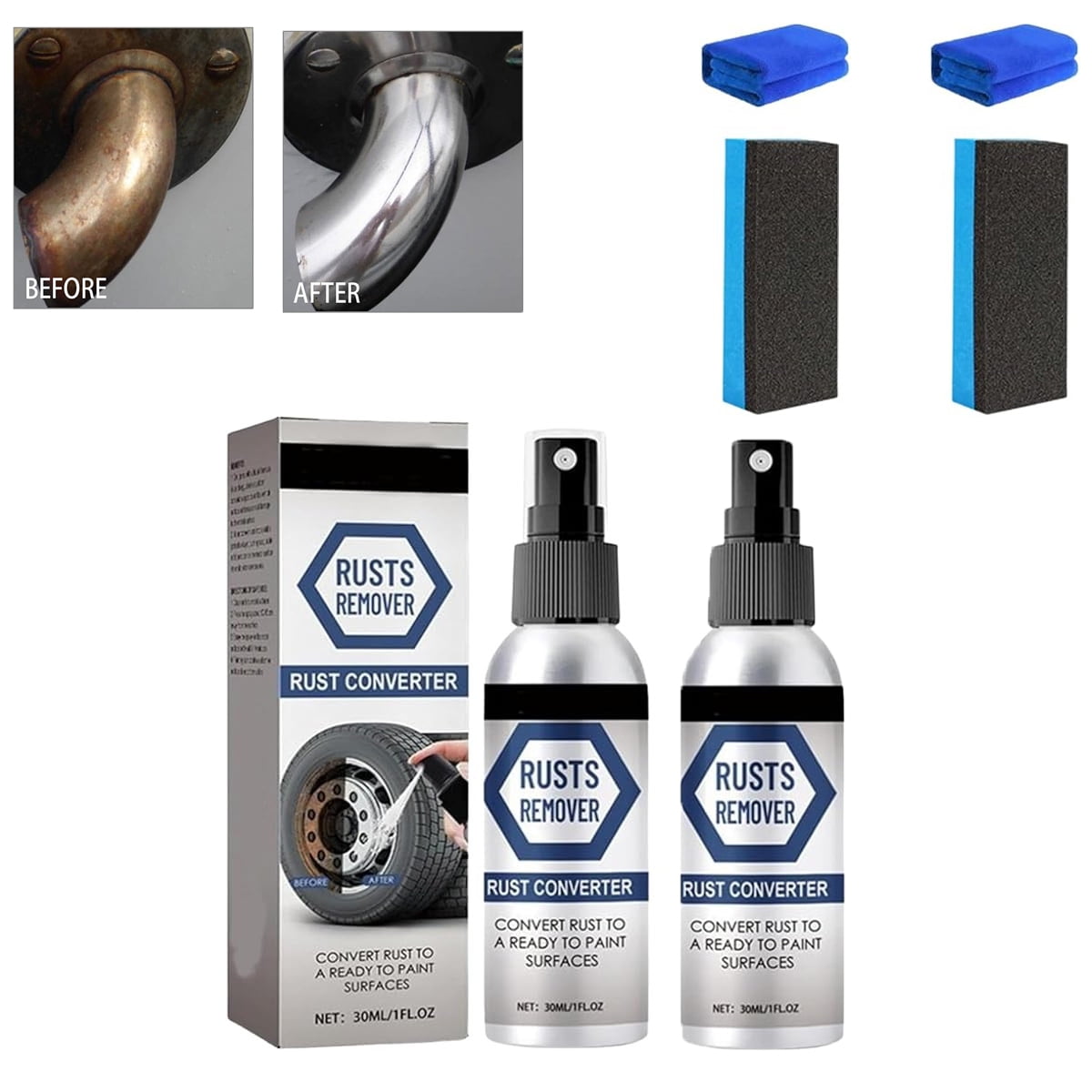 2PC 2025 Upgrade Rust Remover Spray,Rust Remover for Metal,Car Scratch ...