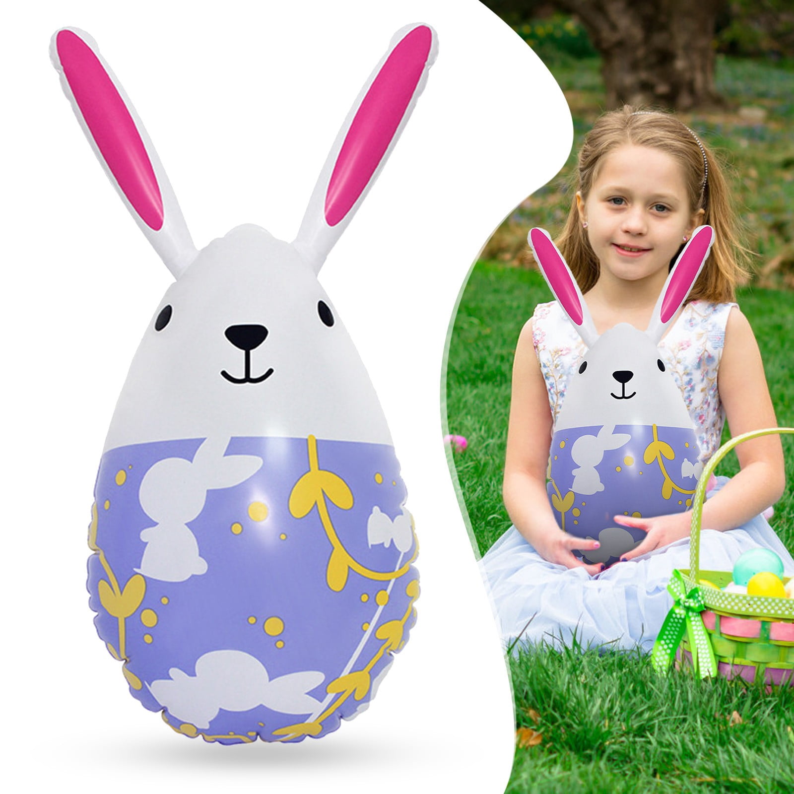 2PC 2026 Inflatable Easter Bunny Decorations Outdoor Garden Props PVC ...