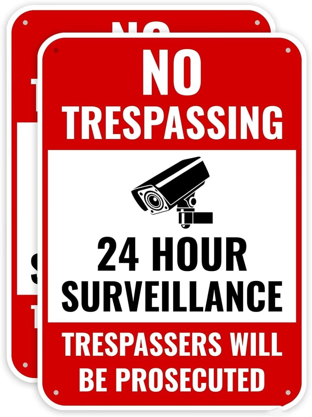 2PC 24 Hour Surveillance Sign, 14 x 10 Inches - Aluminum - Private ...